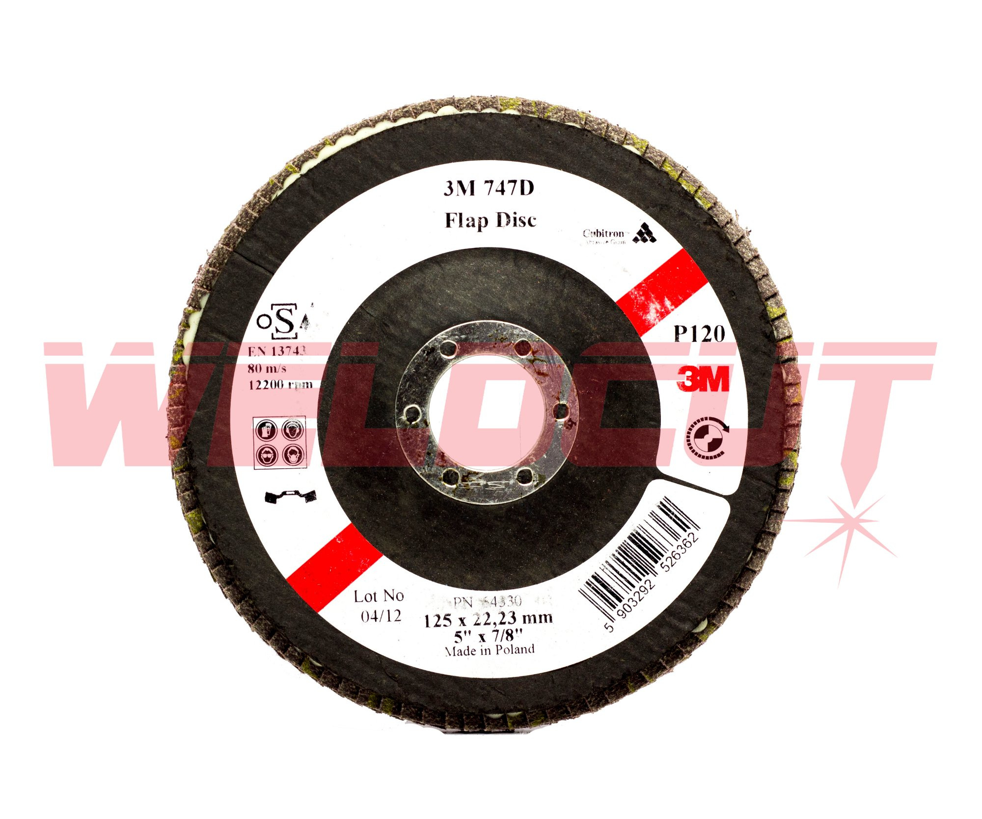 Flap disc Crab 3M 747D P120 125mm x 22mm | Abrasive products \ Flap ...